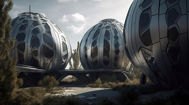 Premium AI Image | A Photo of Futuristic Structures Premium AI Image | A Photo of Futuristic Structures