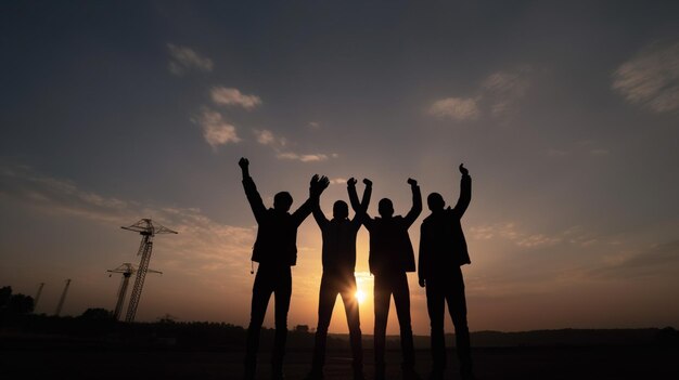 Premium AI Image | Photo of happy people making high five Premium AI Image | Photo of happy people making high five