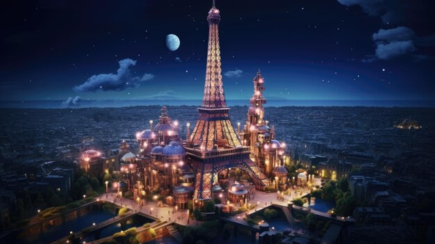 Premium AI Image | Photo of the illuminated Eiffel Tower at night Premium AI Image | Photo of the illuminated Eiffel Tower at night