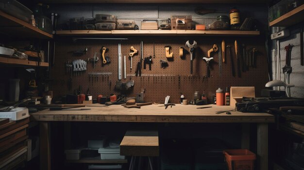 Premium AI Image | A Photo of a Minimalist Workshop with Organized ... Premium AI Image | A Photo of a Minimalist Workshop with Organized ...