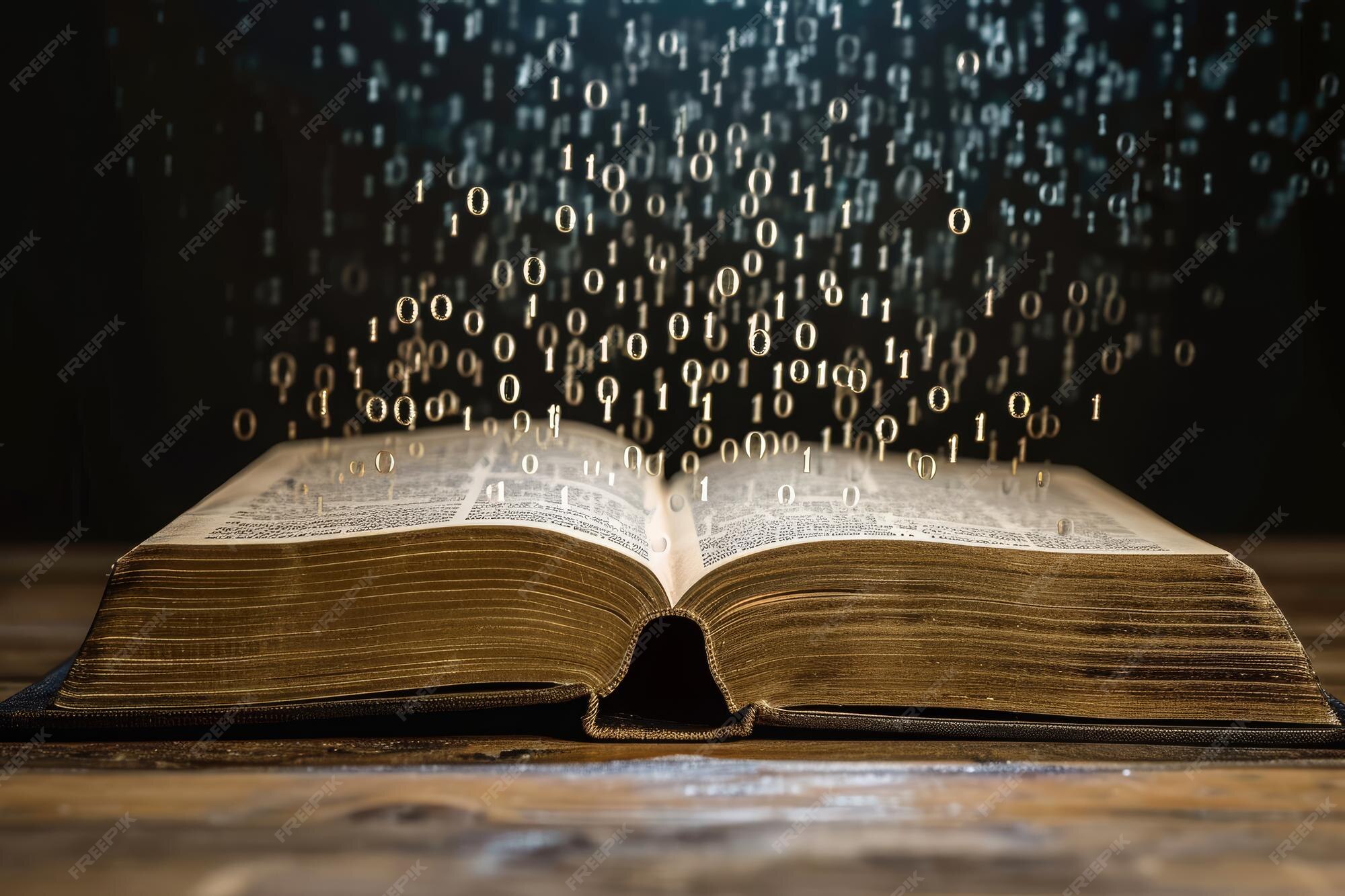 Premium Photo | A photo of an open book with numbers pouring out representing the overflow of ...