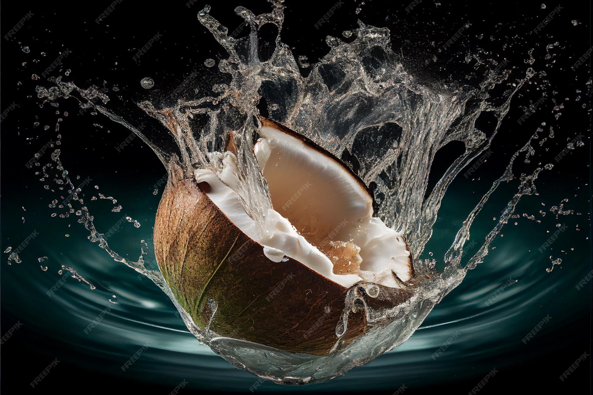 Premium Photo | Photo of open coconut floating in water Premium Photo | Photo of open coconut floating in water