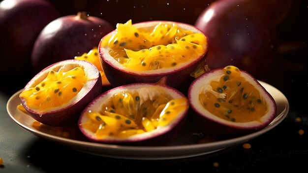 Premium Photo A Photo Of A Plate Of Sliced Passion Fruits