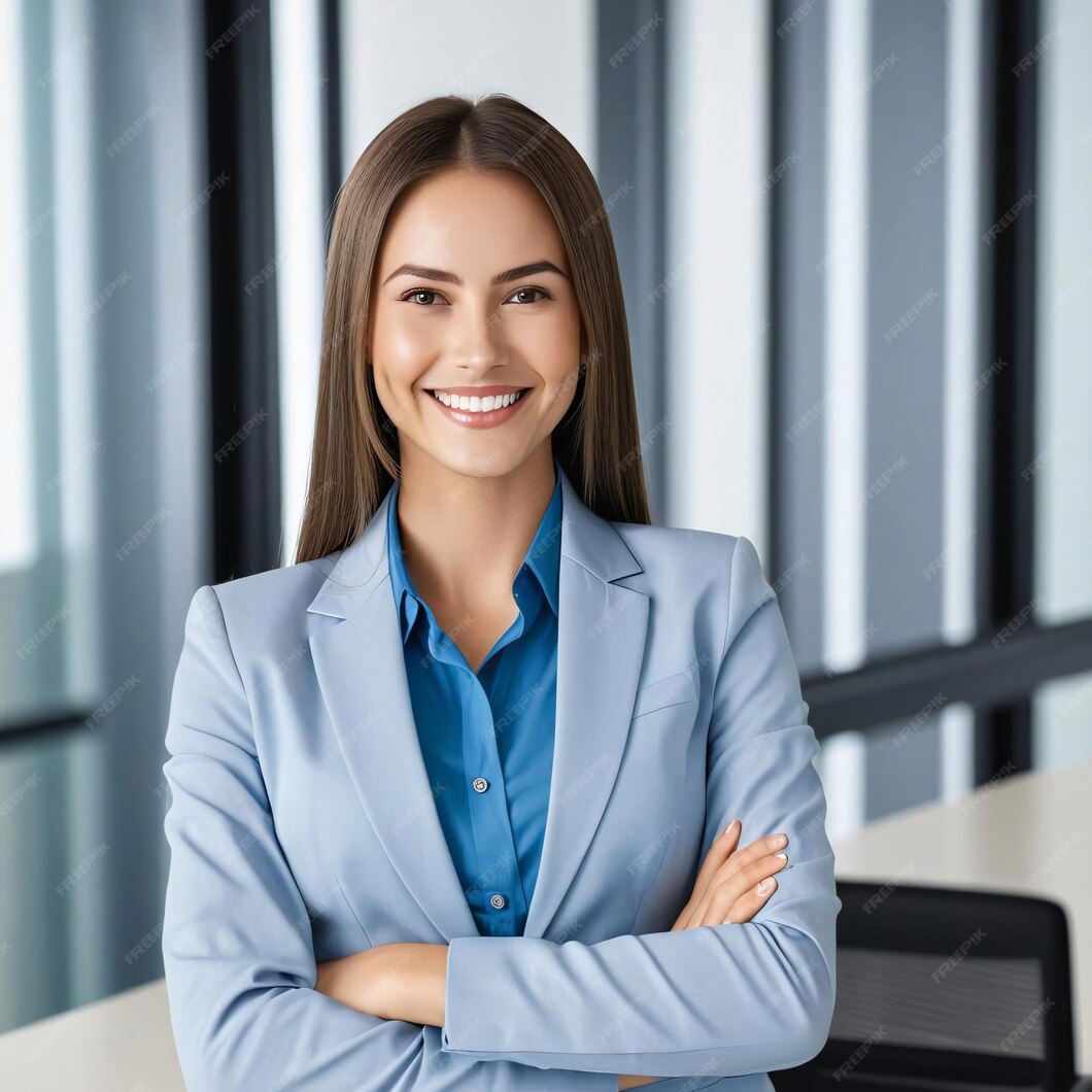 Premium Photo Photo Portrait Of Young Happy Business Woman Office Girl Secretary With Smiling Face