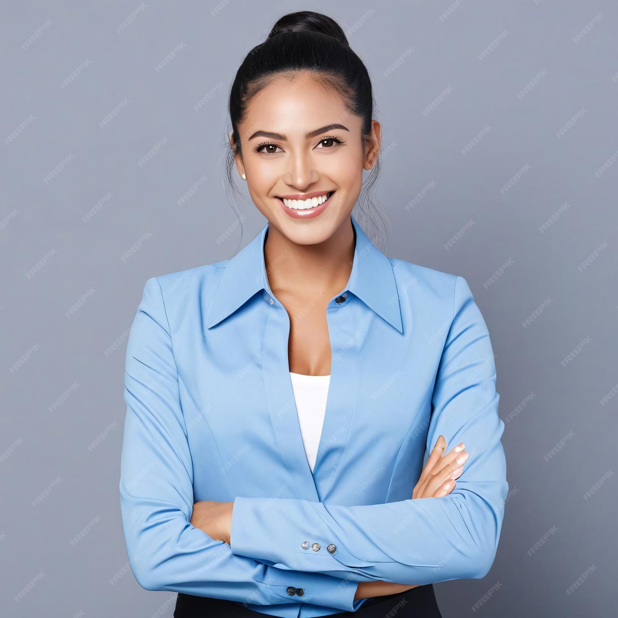 Premium Photo Photo Portrait Of Young Happy Business Woman Office Girl Secretary With Smiling Face