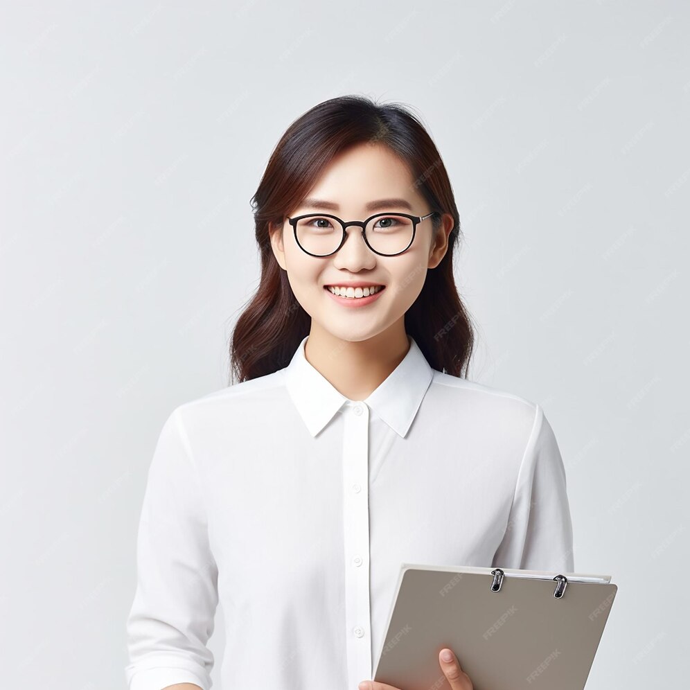 Premium Photo Photo Portrait Of Young Happy Business Woman Office Girl Secretary With Smiling Face