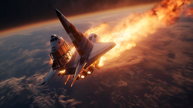 Premium AI Image | A photo of a space shuttle during reentry Premium AI Image | A photo of a space shuttle during reentry