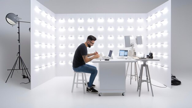 Premium AI Image | A photo of a student working on a research project Premium AI Image | A photo of a student working on a research project