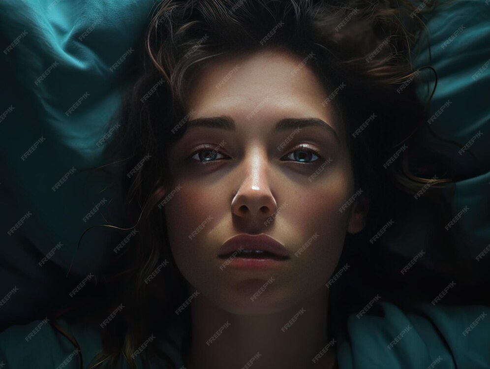 Premium Ai Image Photograph Woman Lying In A Green Bed Closeup