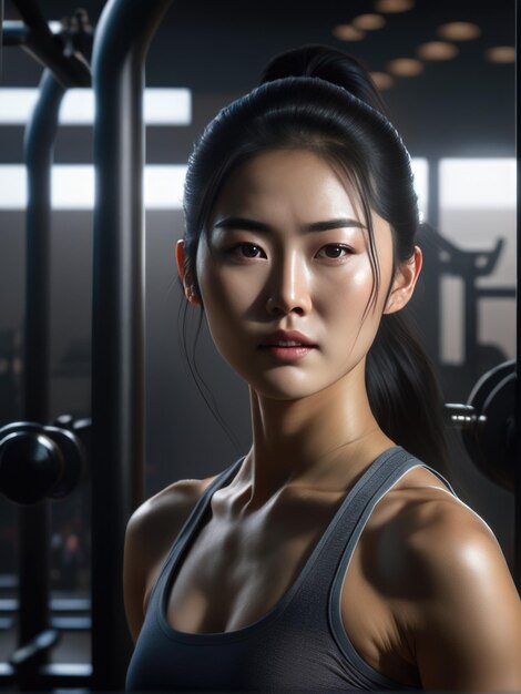 Premium AI Image | Photography of fit young woman in the gym Premium AI Image | Photography of fit young woman in the gym