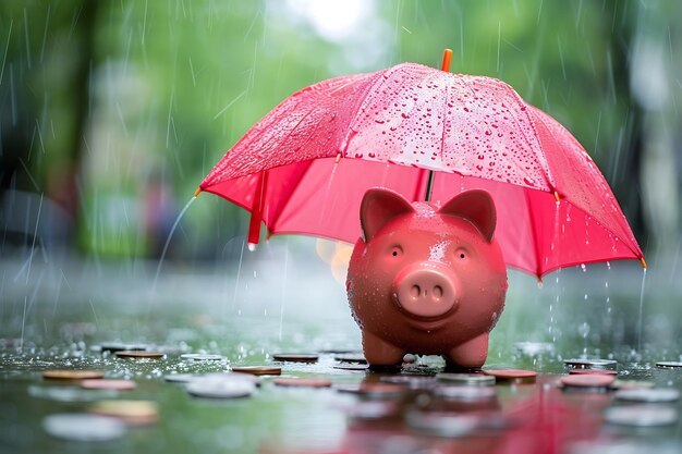 Piggy Bank Protected by Umbrella in the Rain | Premium AI-generated image Piggy Bank Protected by Umbrella in the Rain | Premium AI-generated image