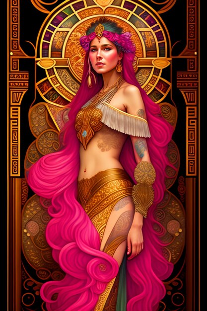 Premium Ai Image Pink Haired Beauty