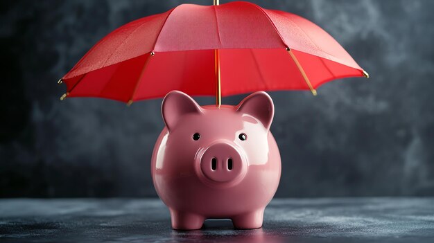 Pink piggy bank protected by a red umbrella | Premium AI-generated image Pink piggy bank protected by a red umbrella | Premium AI-generated image