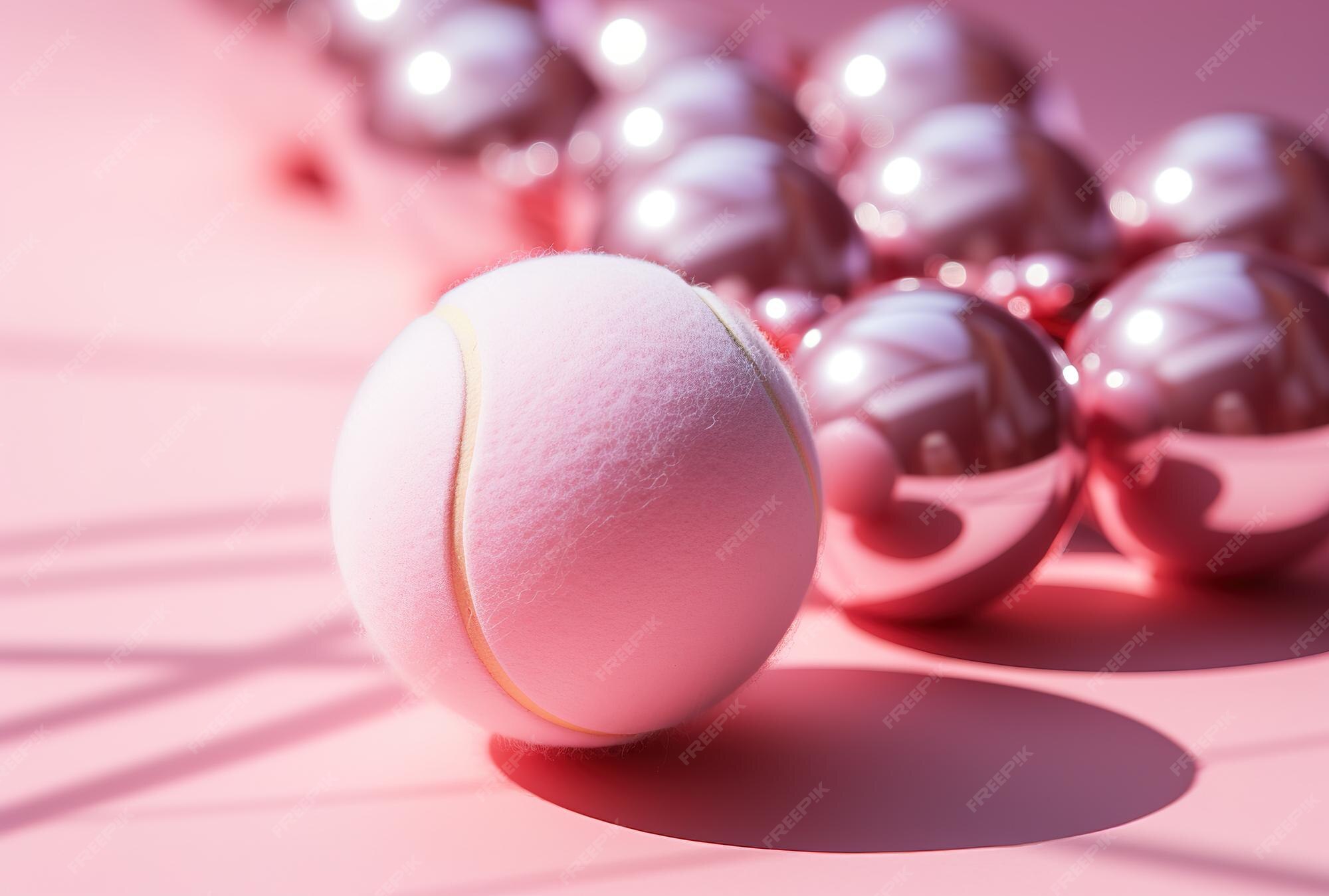 Premium Ai Image Pink Tennis Ball On Pink Background Sports Theme Poster Greeting Cards