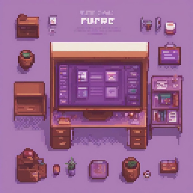 Pixel art computer screen showcasing various items | Premium AI ... Pixel art computer screen showcasing various items | Premium AI ...