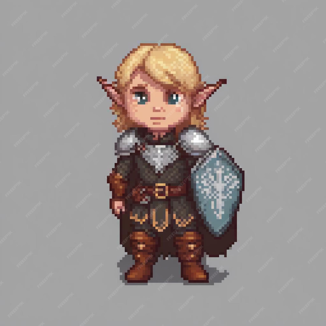 Pixel Art Of Link From The Legend Of Zelda Breath Of The Wild Showcasing His Iconic Appearance