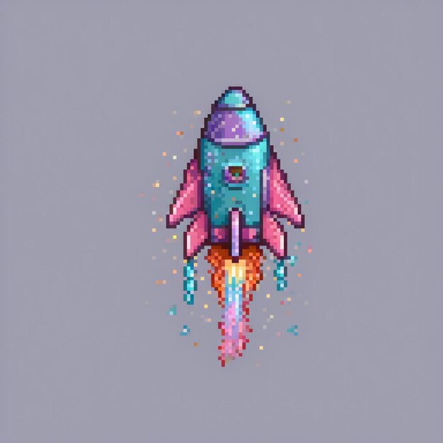 Pixel art rocket soaring skyward | Premium AI-generated image Pixel art rocket soaring skyward | Premium AI-generated image