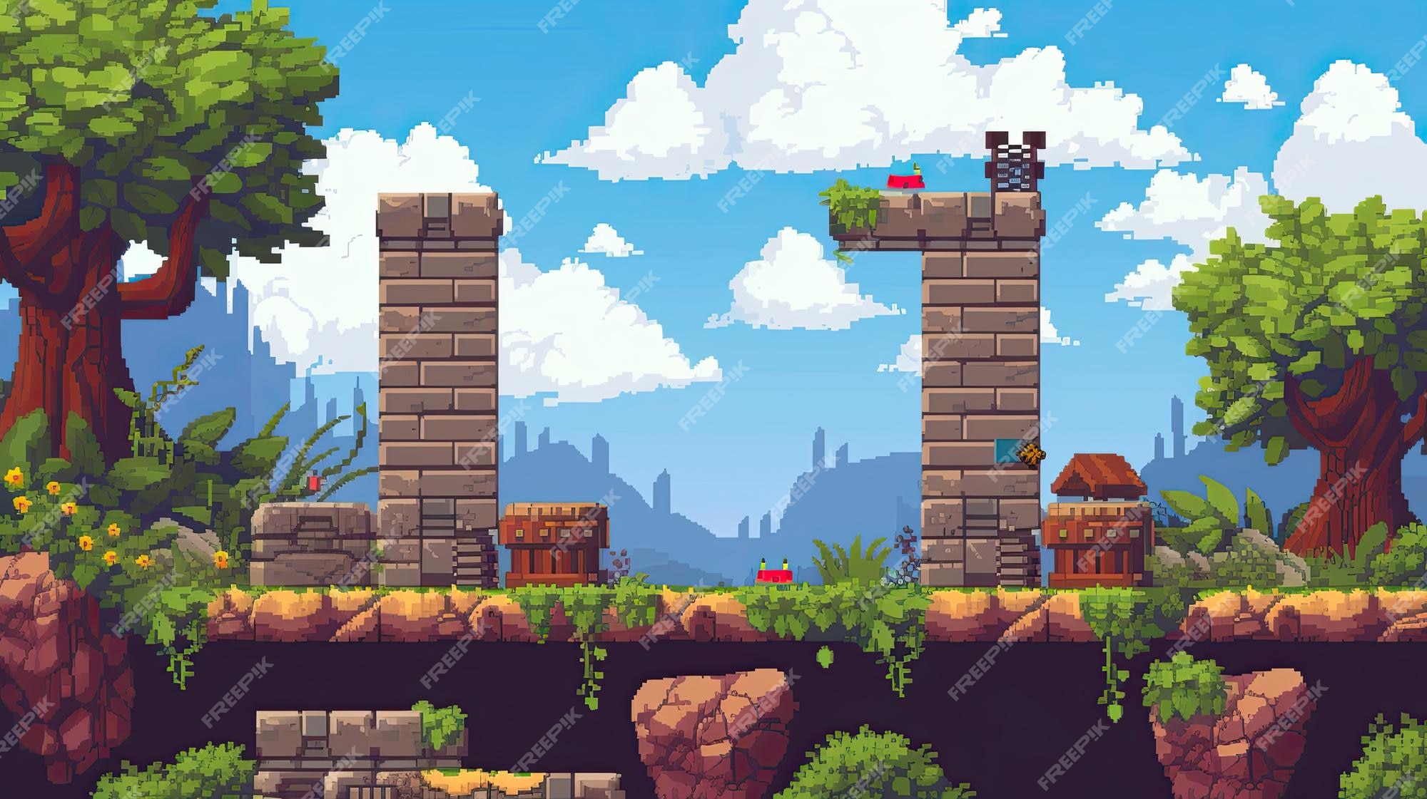 Premium Photo | Pixel platformer Style jumping game computer console ... Premium Photo | Pixel platformer Style jumping game computer console ...