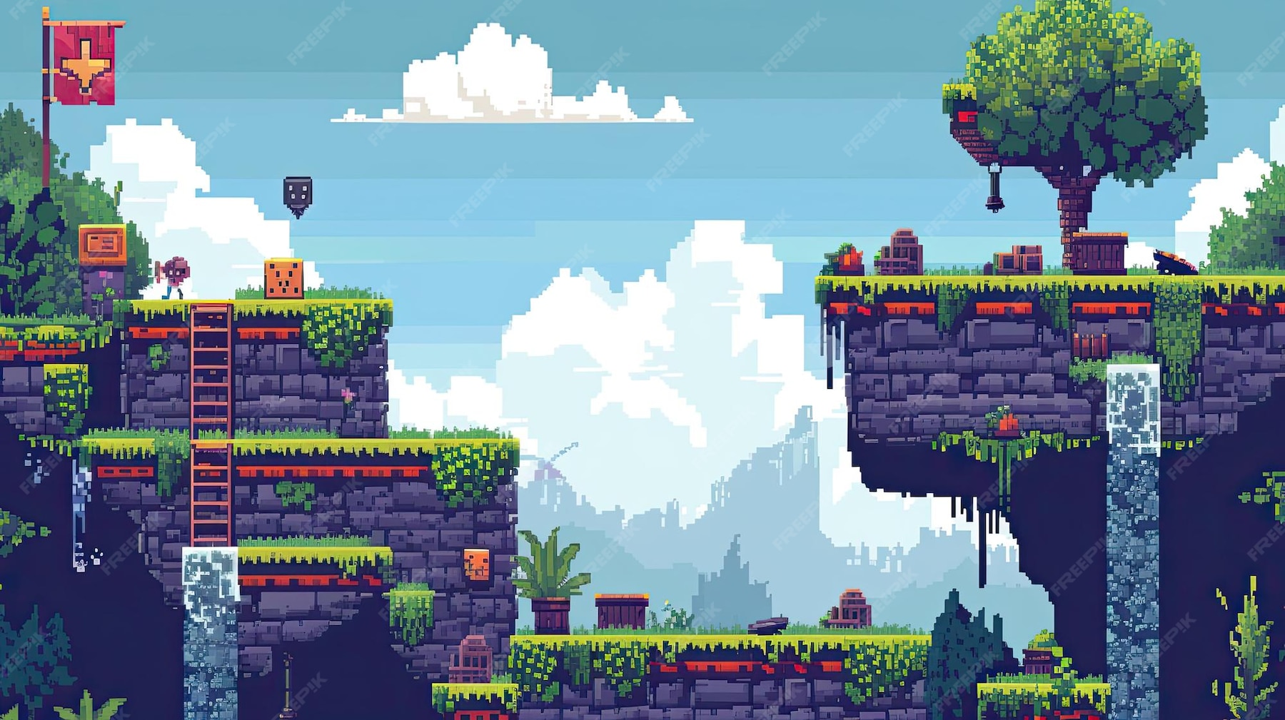 Premium Photo | Pixel platformer Style programming obstacle movement ...