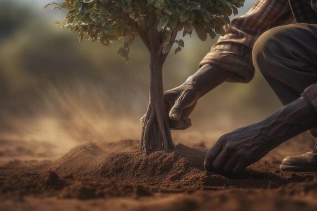 Premium AI Image | Planting a tree in an African reforestation project Premium AI Image | Planting a tree in an African reforestation project