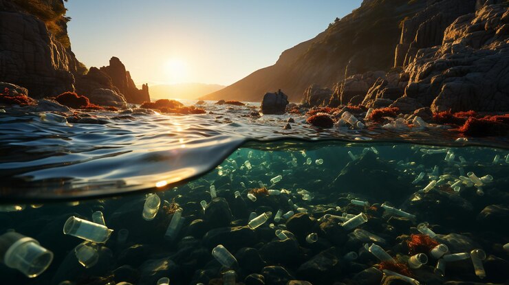 Premium AI Image | Plastic pollution the issue AI generate illustration Premium AI Image | Plastic pollution the issue AI generate illustration