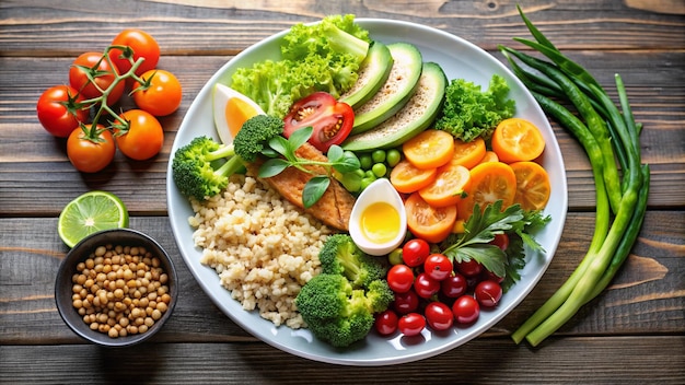 A plate of food with a plate of food on it with a fruit and nuts on it Premium AI generated image