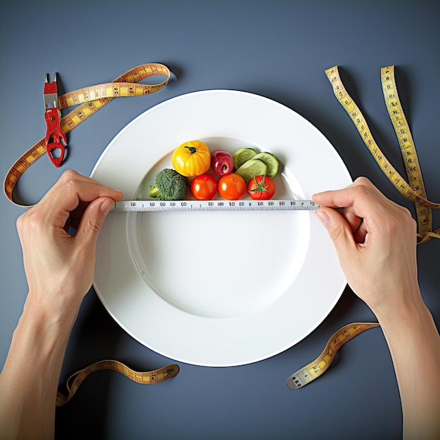 Premium AI Image | plate with a small amount of food with a two handed ... Premium AI Image | plate with a small amount of food with a two handed ...