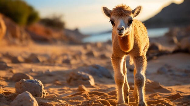 Premium AI Image | Playful Baby Dromedary Camel Premium AI Image | Playful Baby Dromedary Camel