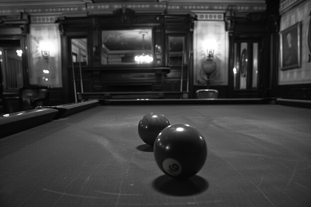 A Pool Table With Three Balls On It Premium Ai Generated Image