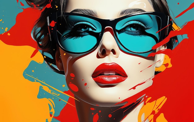 Premium Ai Image Pop Art Girl In 3d With Colorful Glasses