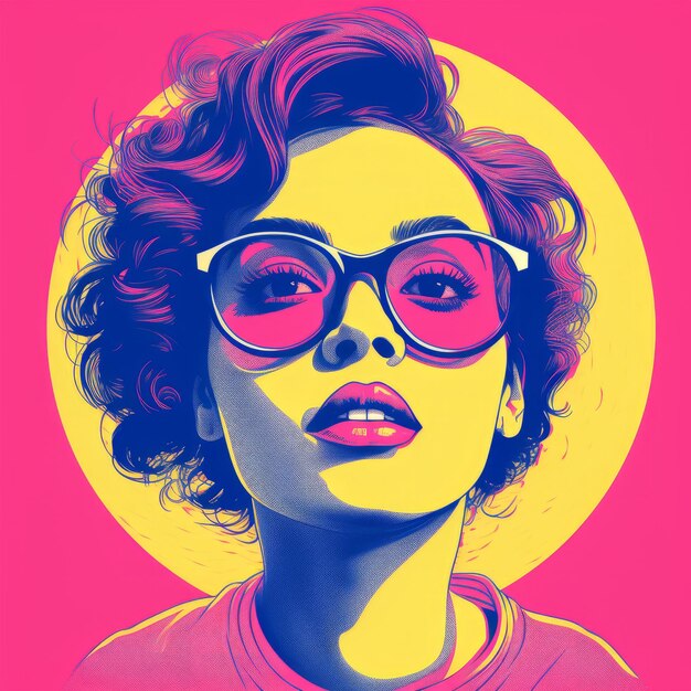 Premium Photo A Pop Art Style Portrait Of A Woman With Glasses