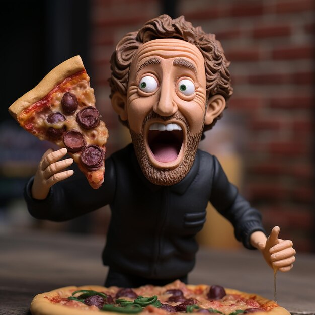 Premium AI Image | portnoy biting pizza short hair action figure Premium AI Image | portnoy biting pizza short hair action figure