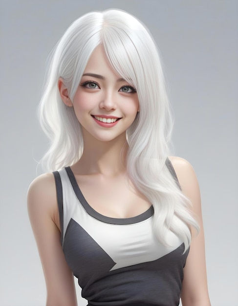Premium Photo Portrait Of A Beautiful Asian Woman With White Hair