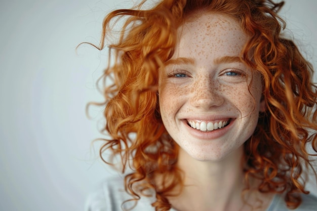 Premium Photo Portrait Of Beautiful Cheerful Redhead Girl With Flying