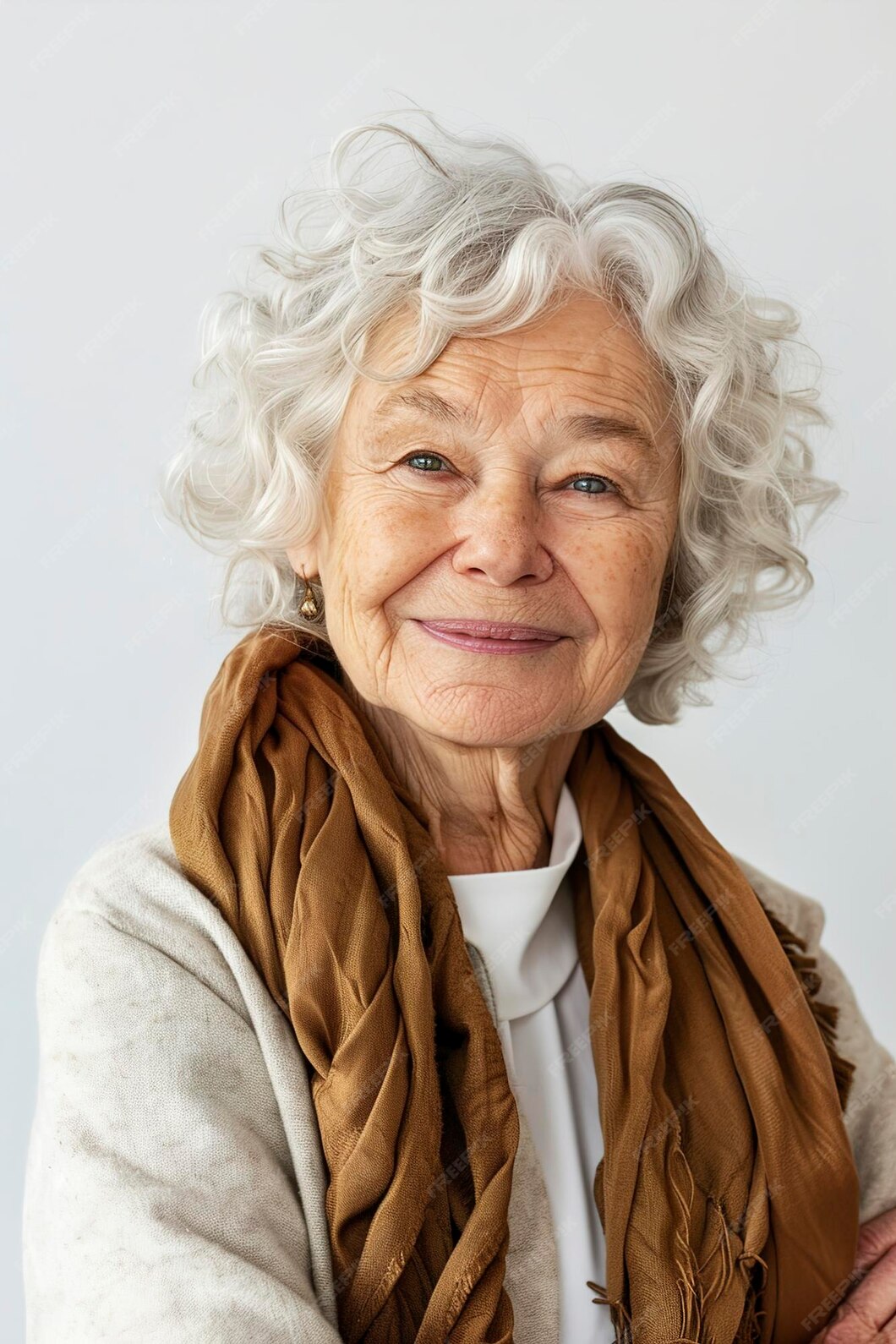 A Portrait Of A Beautiful Elderly Woman Smiling Premium Ai Generated Image