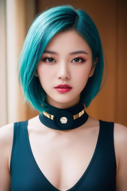 Premium Ai Image Portrait Of Beautiful Women With An Undercut With Designs Pops With Electric
