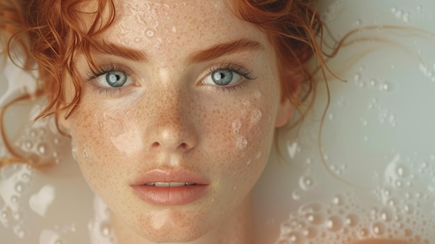 Premium Photo Portrait Of A Beautiful Young Redhaired Woman With Freckles On Her Face In The