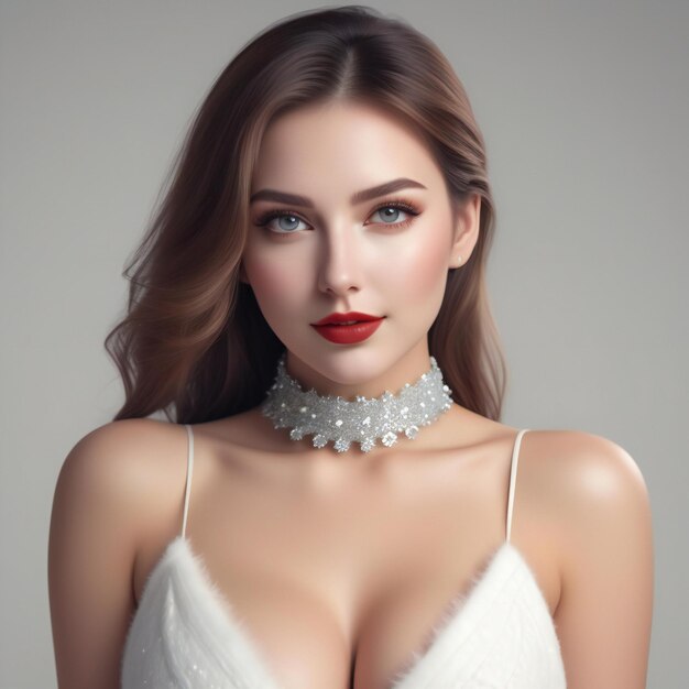 Premium Photo Portrait Of Beautiful Young Woman With Evening Makeup