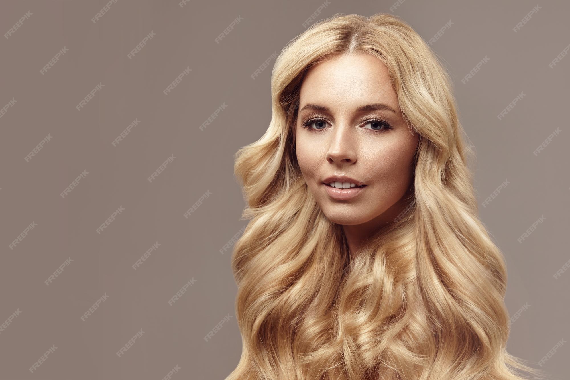 Premium Photo Portrait Of Beauty Caucasian Blond Woman Face Clean