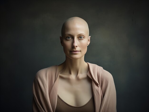 Premium Ai Image Portrait Of Caucasian Bald Woman Alopecia And Cancer