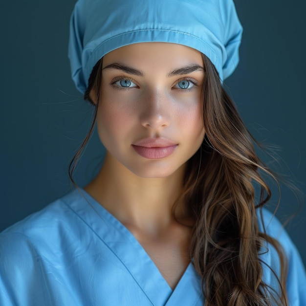 Premium Photo Portrait Of A Confident Female Nurse With Captivating Blue Eyes
