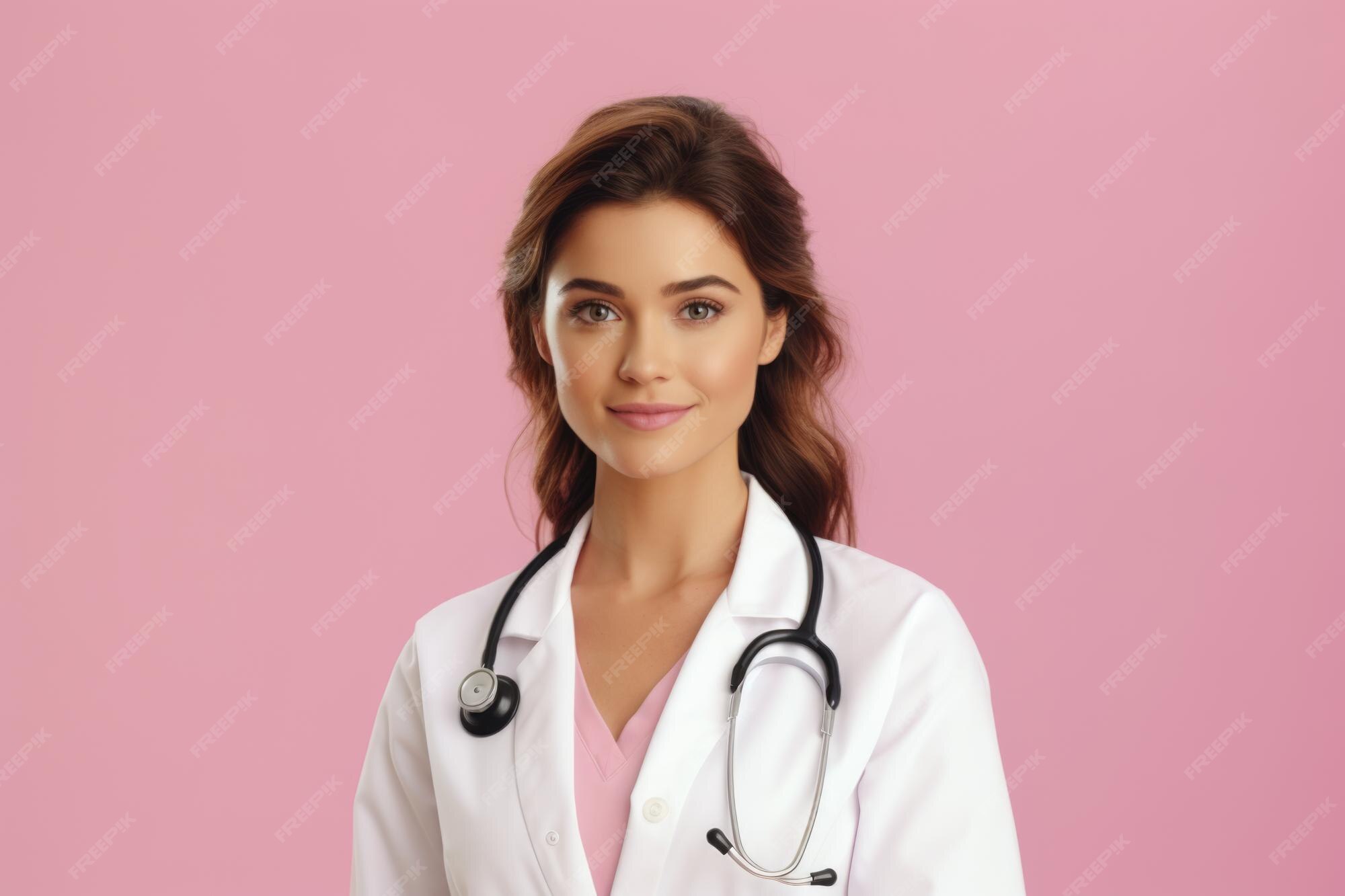 Premium Ai Image Portrait Of Cute Girl Doctor In White Coat With