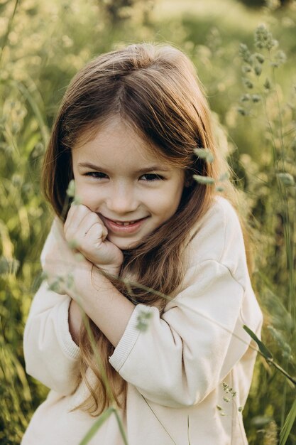 Premium Photo Portrait Of A Cute Smiling Girl With Beautiful Hair