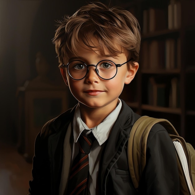 Premium AI Image | Portrait of a focused young student boy handdrawn ... Premium AI Image | Portrait of a focused young student boy handdrawn ...