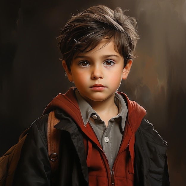 Premium AI Image | Portrait of a focused young student boy handdrawn ... Premium AI Image | Portrait of a focused young student boy handdrawn ...