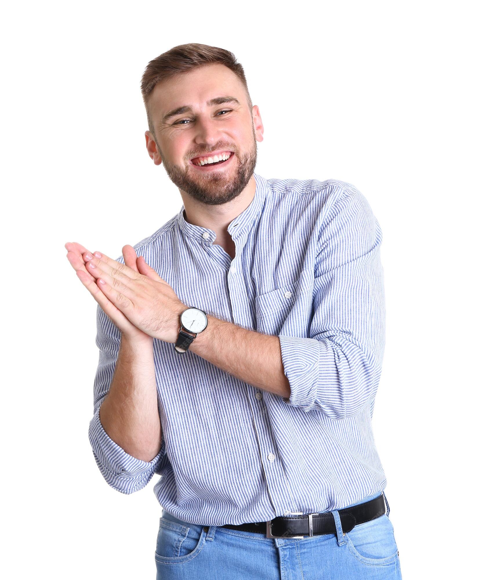 Premium Photo Portrait Of Handsome Happy Man On White Background