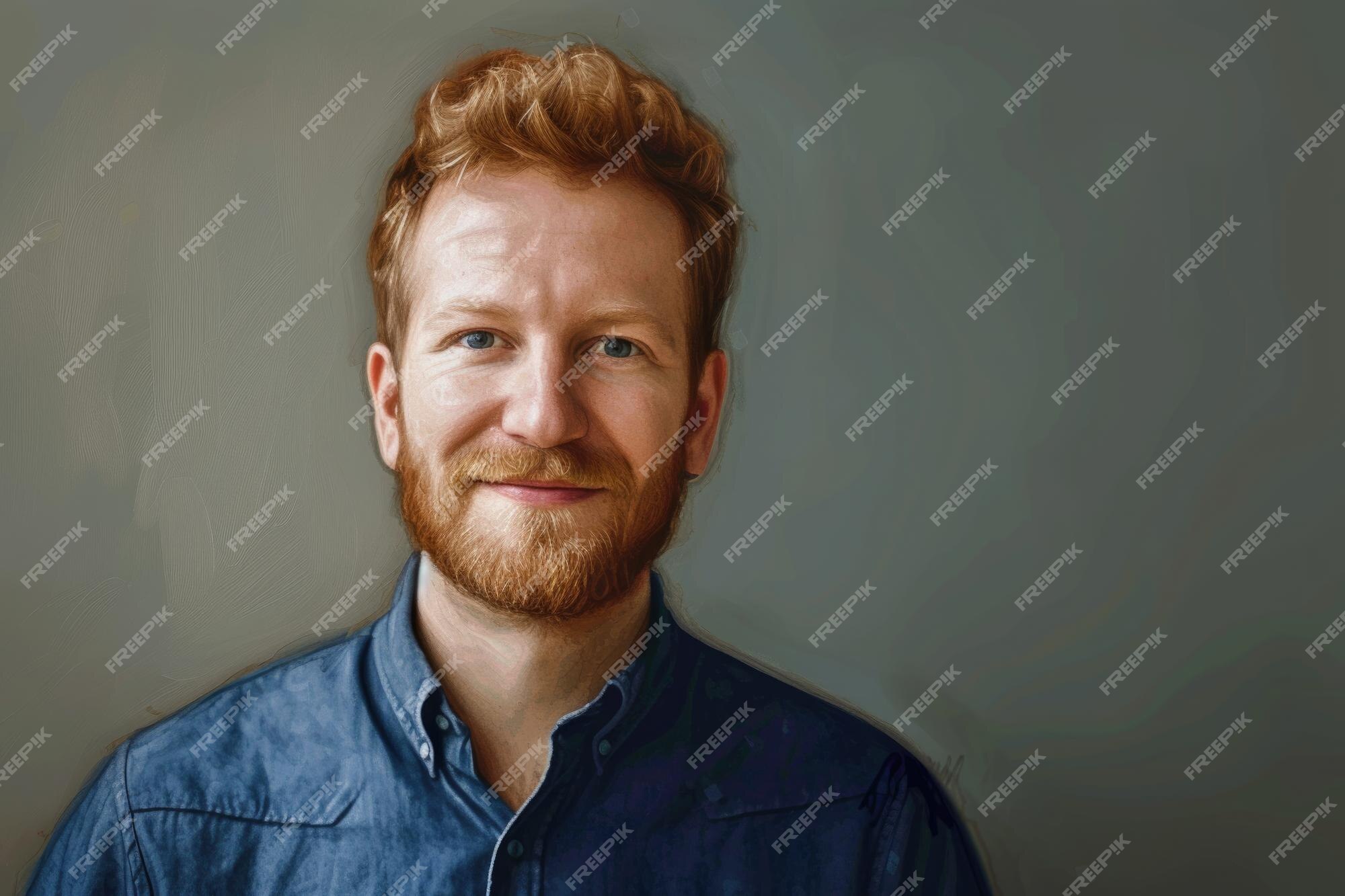 Premium Photo Portrait Of Handsome Man In Blue Shirt With Smiling Face