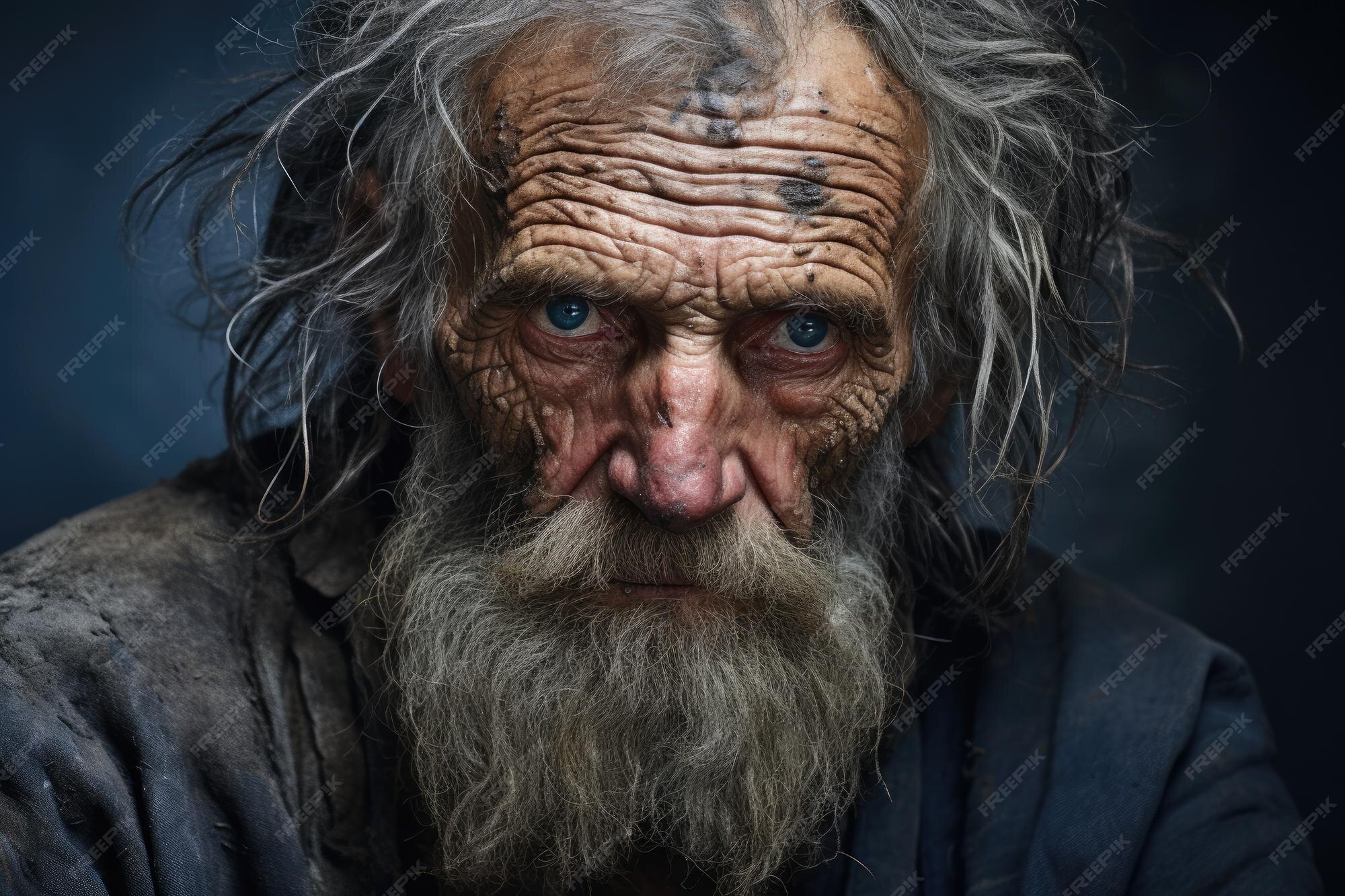 Premium AI Image | Portrait of homeless angry aged man with beard ... Premium AI Image | Portrait of homeless angry aged man with beard ...
