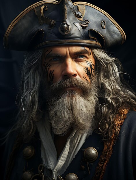 Premium Ai Image Portrait Of Lynx Pirate Sailing Master Costume Nautical Cap Sextant Nava