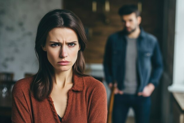 Premium Photo Portrait Of Offended Sad Woman Ignoring Her Her Husband